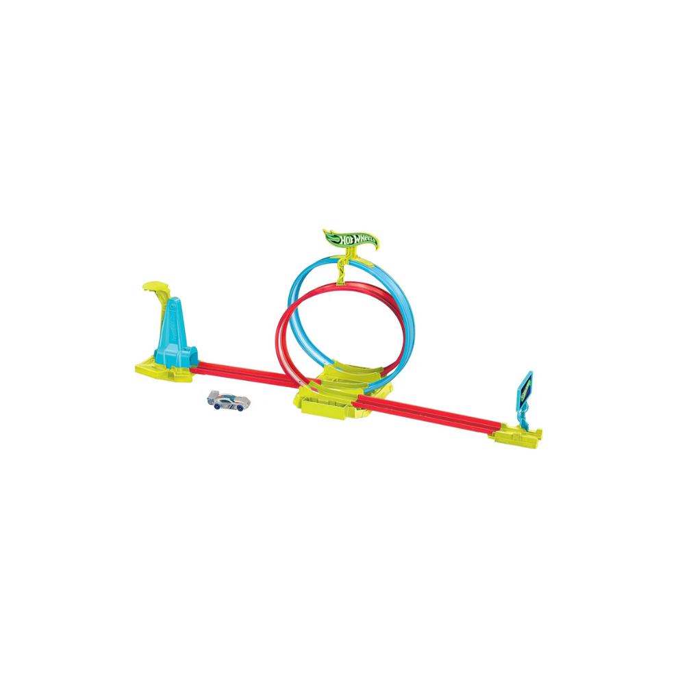 Mattel Hot Wheels Neon Speeders Track Set Laser Stunt Slamway with 1 H ...