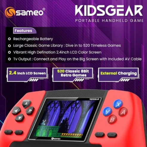 Sameo Kids gear Controller Shaped Handheld Console Built-in 520 Retro ...